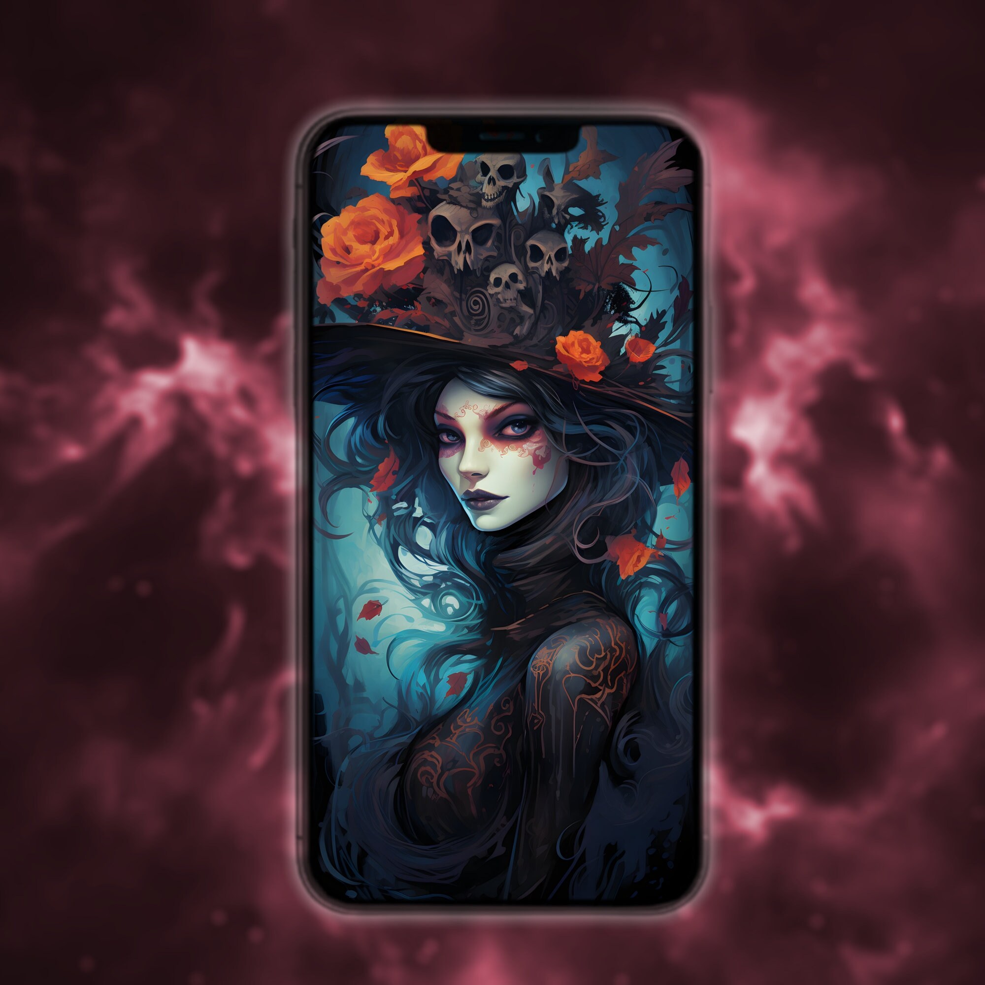 Gothic Witch Phone Wallpapers, Bundle of 9 Scary Dark Halloween Horror ...