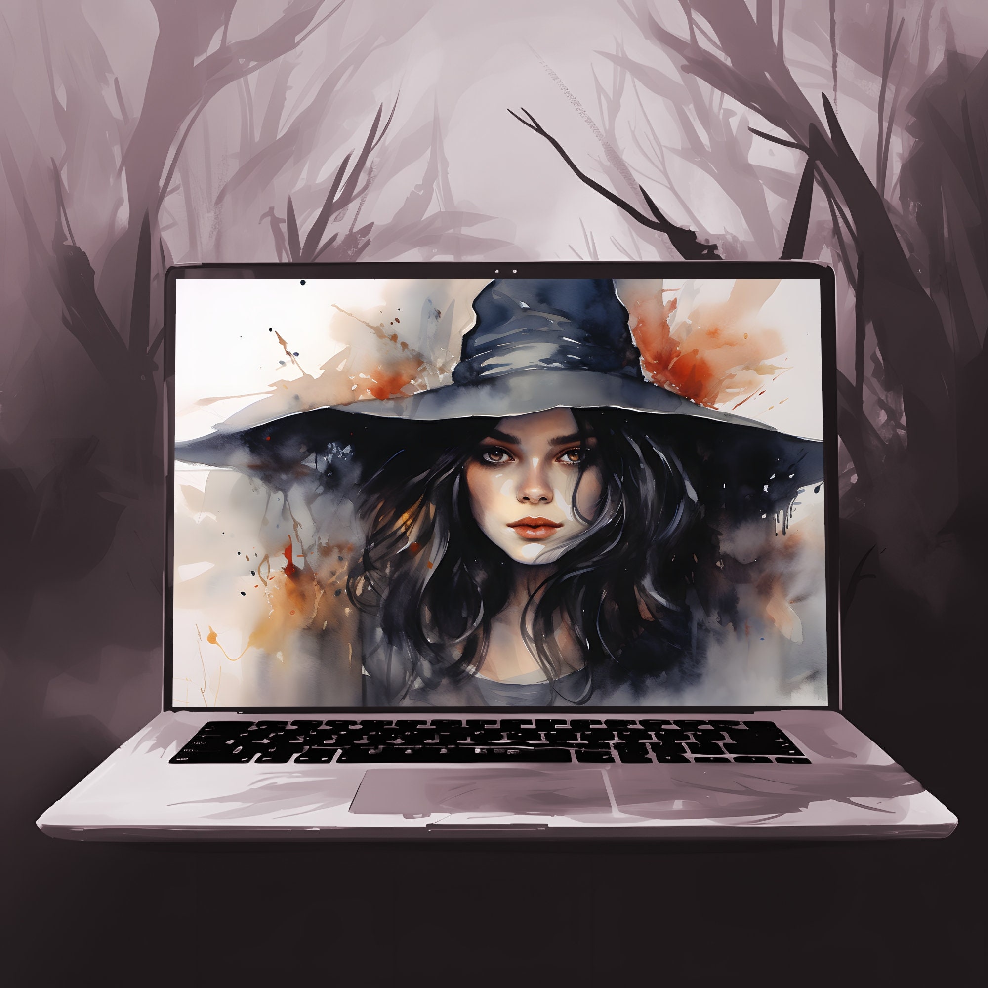 Seductive Witch Desktop Wallpapers, Bundle of 8 Magical Spooky ...