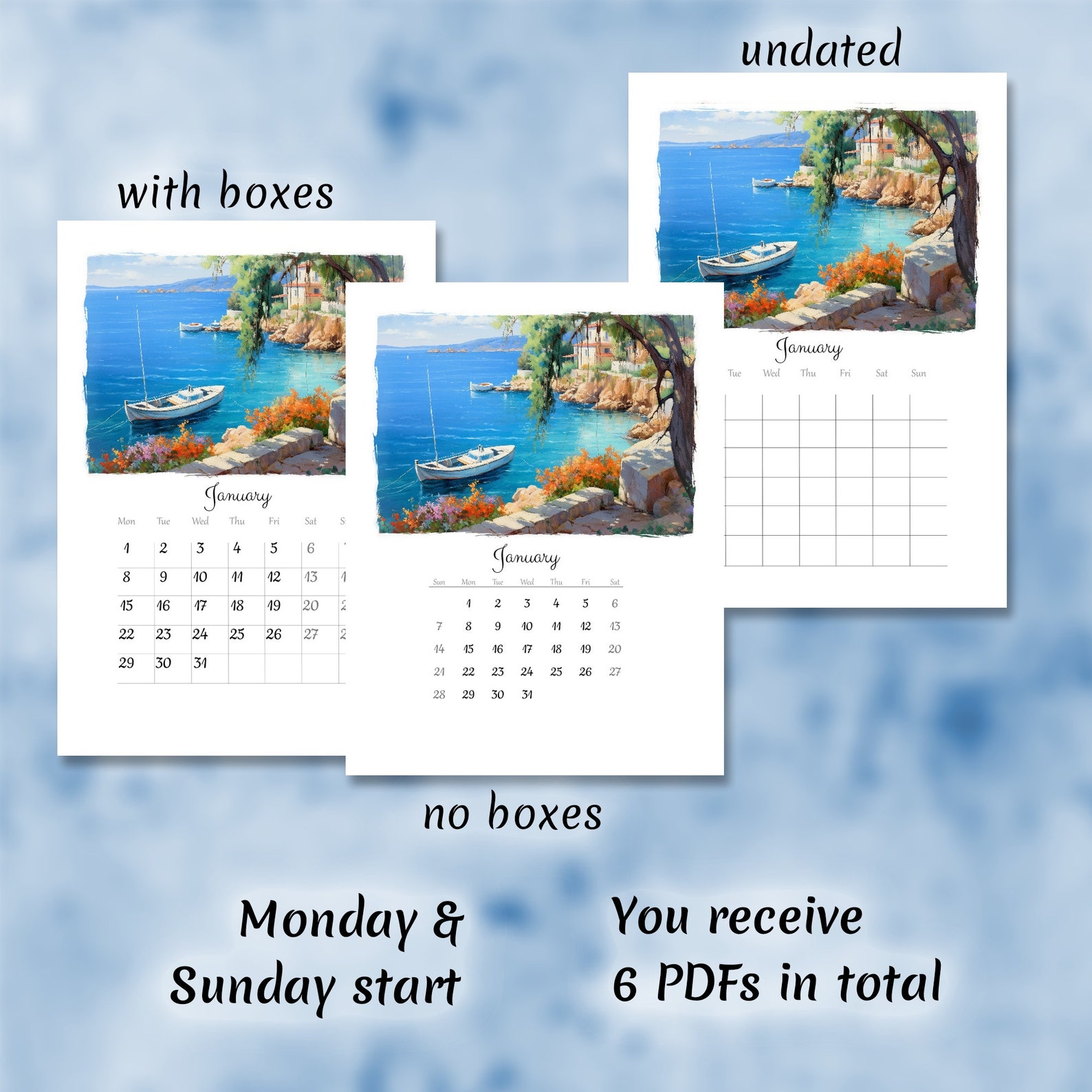 Printable Calendar 2025, Holidays in Greece, Artistic Monthly Calendar ...