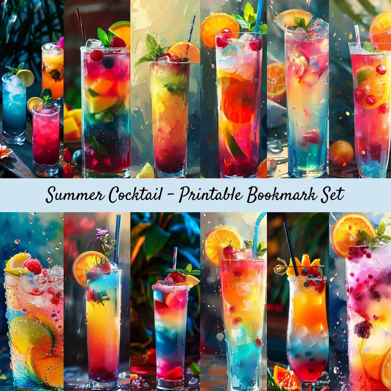 Printable Bookmark Set, Digital Bookmarks, Instant Download, Summer ...