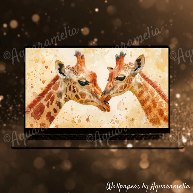 Cute Giraffe Desktop Wallpaper, Cute Animal Wallpaper, Mothers Day Gift ...
