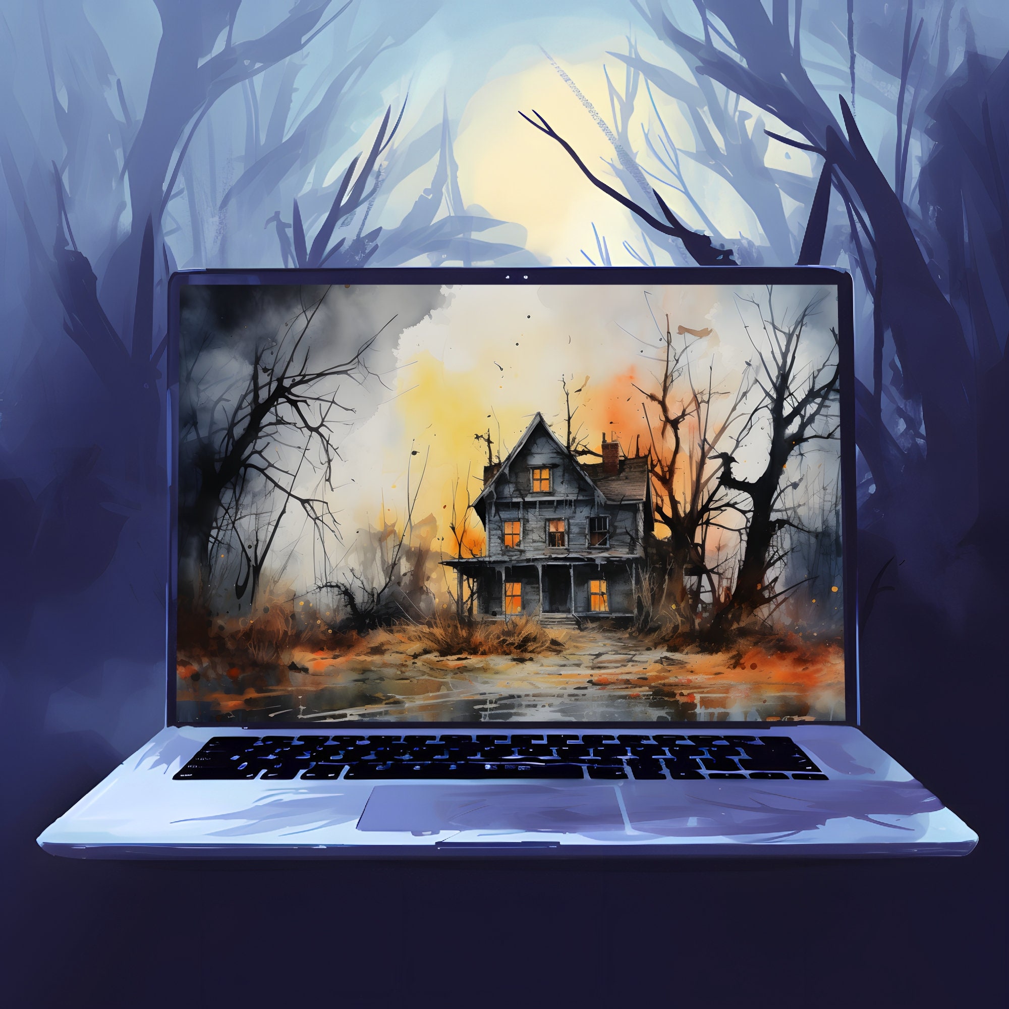 Haunted House Desktop Wallpapers, Bundle of 7 Creepy Mansion Scary ...