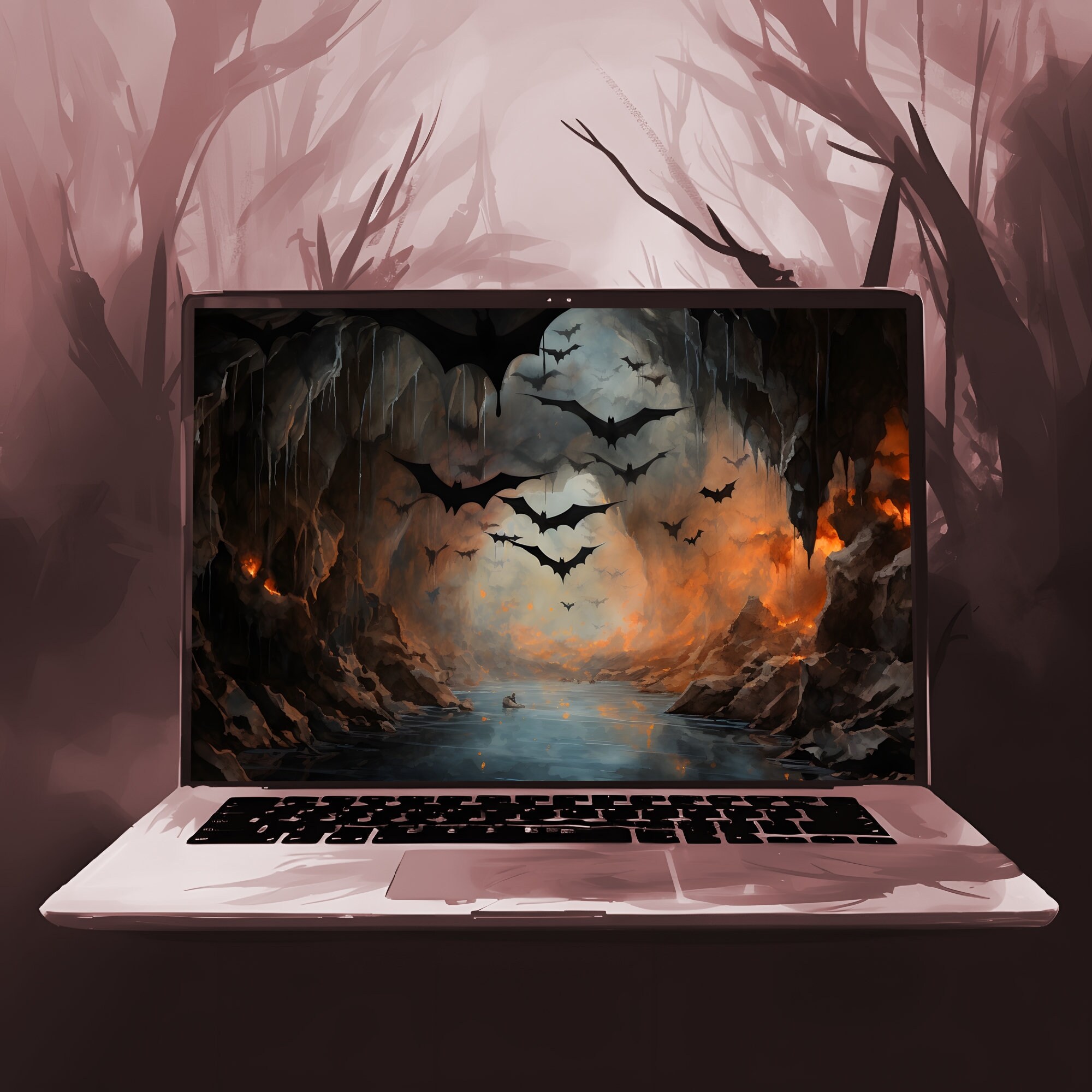 Cave Horrors Desktop Wallpapers, Bundle of 9 Creepy Bat Scary Nightmare ...
