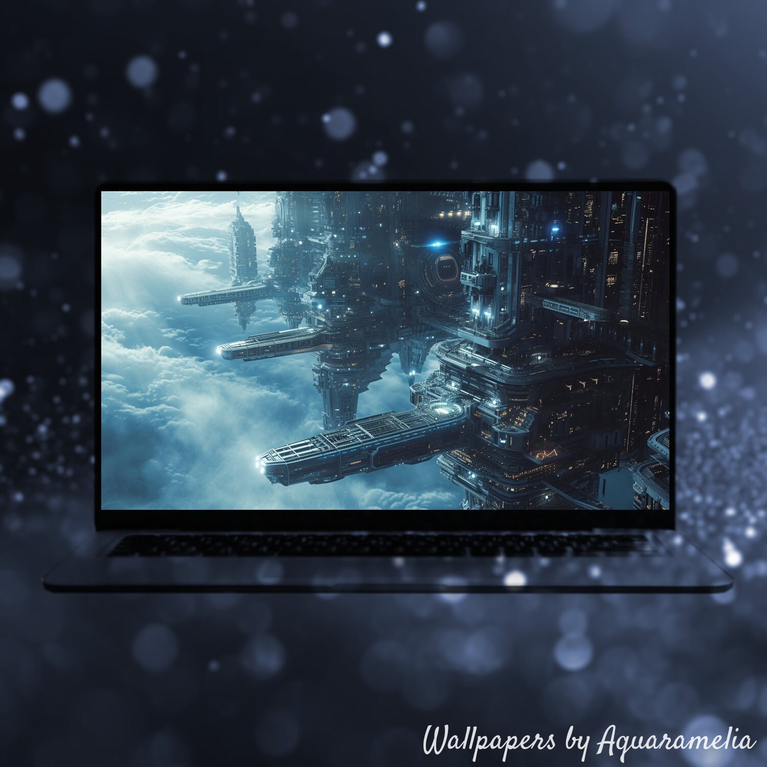 Space Station Scifi Computer Background, Futuristic Desktop Background ...