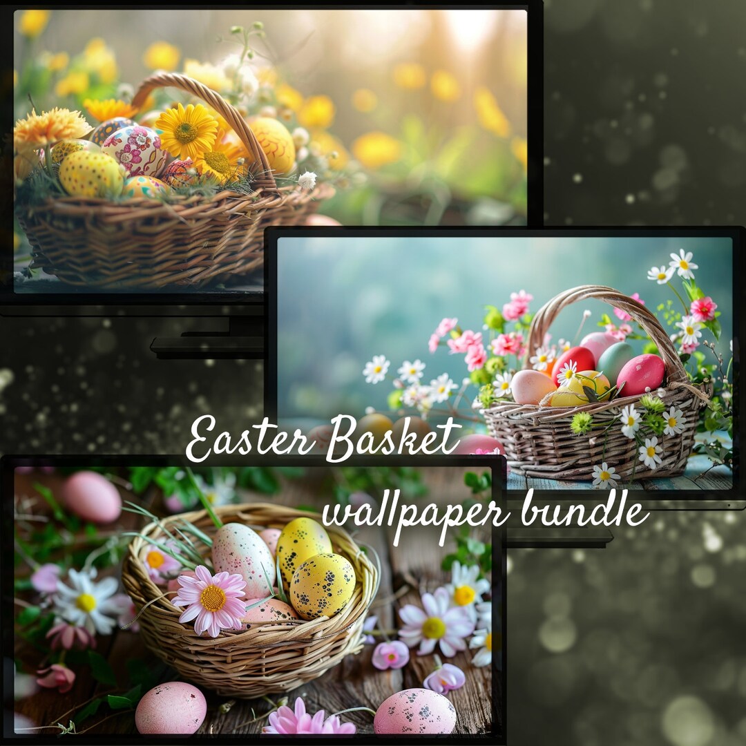 Easter Basket Egg Desktop Background, Spring Blossoms Flower Wallpaper ...