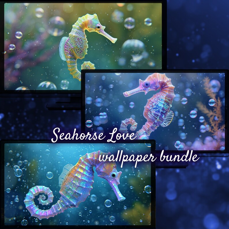 Crystal Seahorse Background, Fairy Ocean Sea Desktop Background, Cute ...