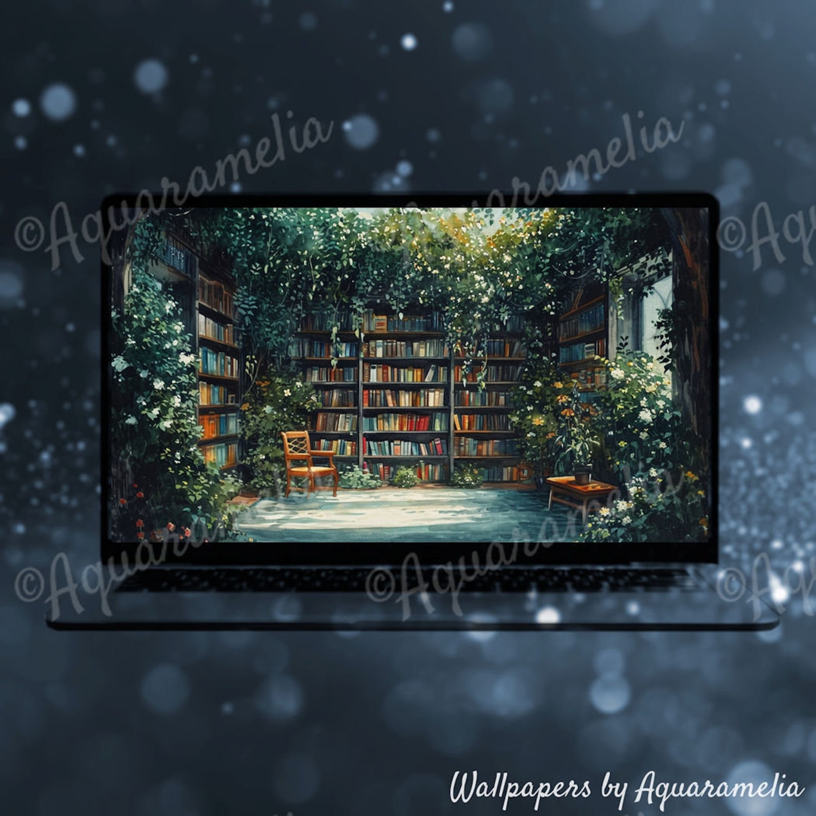 Botanical Library Background, Romantic Books, Reading Desktop ...