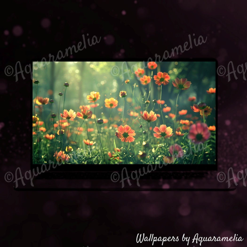 Spring Forest Desktop Background, Enchanted Nature Green Flower ...