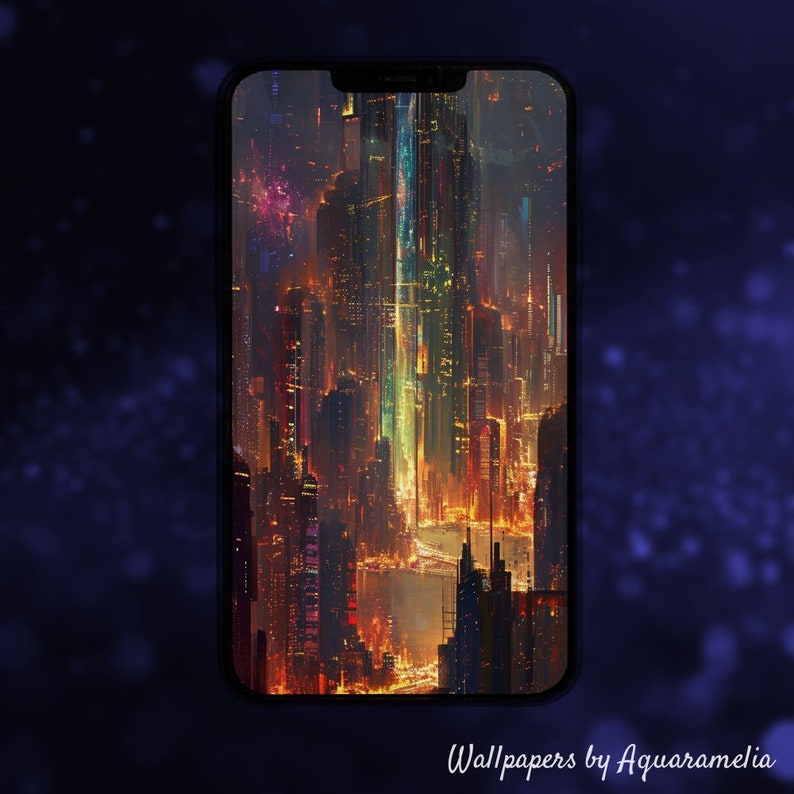 Futuristic City Cyberpunk Phone Background, Synthwave Urban Lock Screen ...