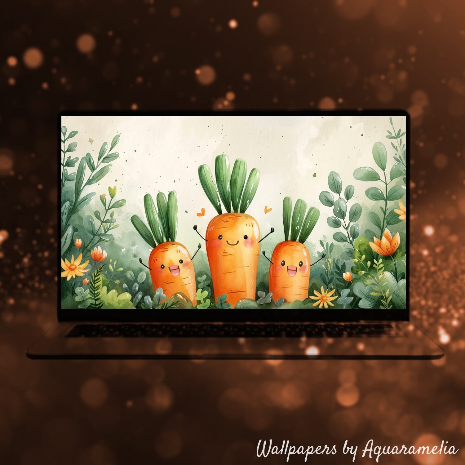 Cute Carrots Vegetable Desktop Wallpaper, Kawaii Vegetables Wallpaper ...