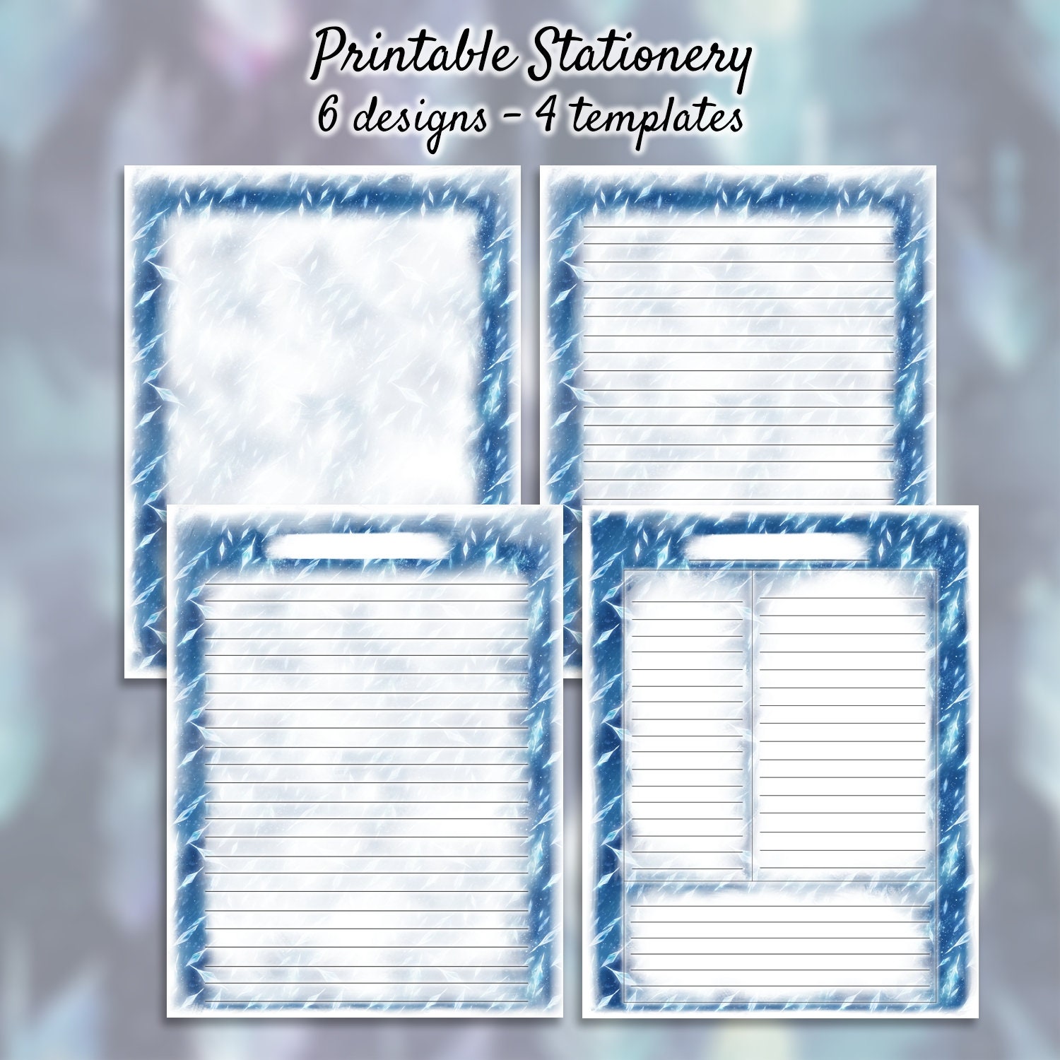 Winter Feather Printable Paper Template for Gift Notes, Recipe Cards ...