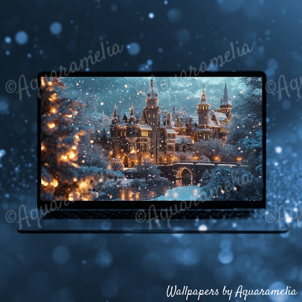 Medieval Fantasy Winter Background, Beautiful Snowy Castle Landscape ...