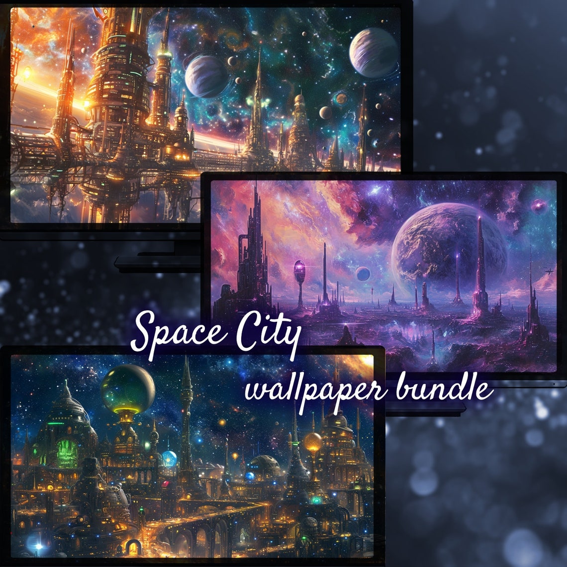 Space City Scifi Computer Background, Futuristic Alien Desktop ...