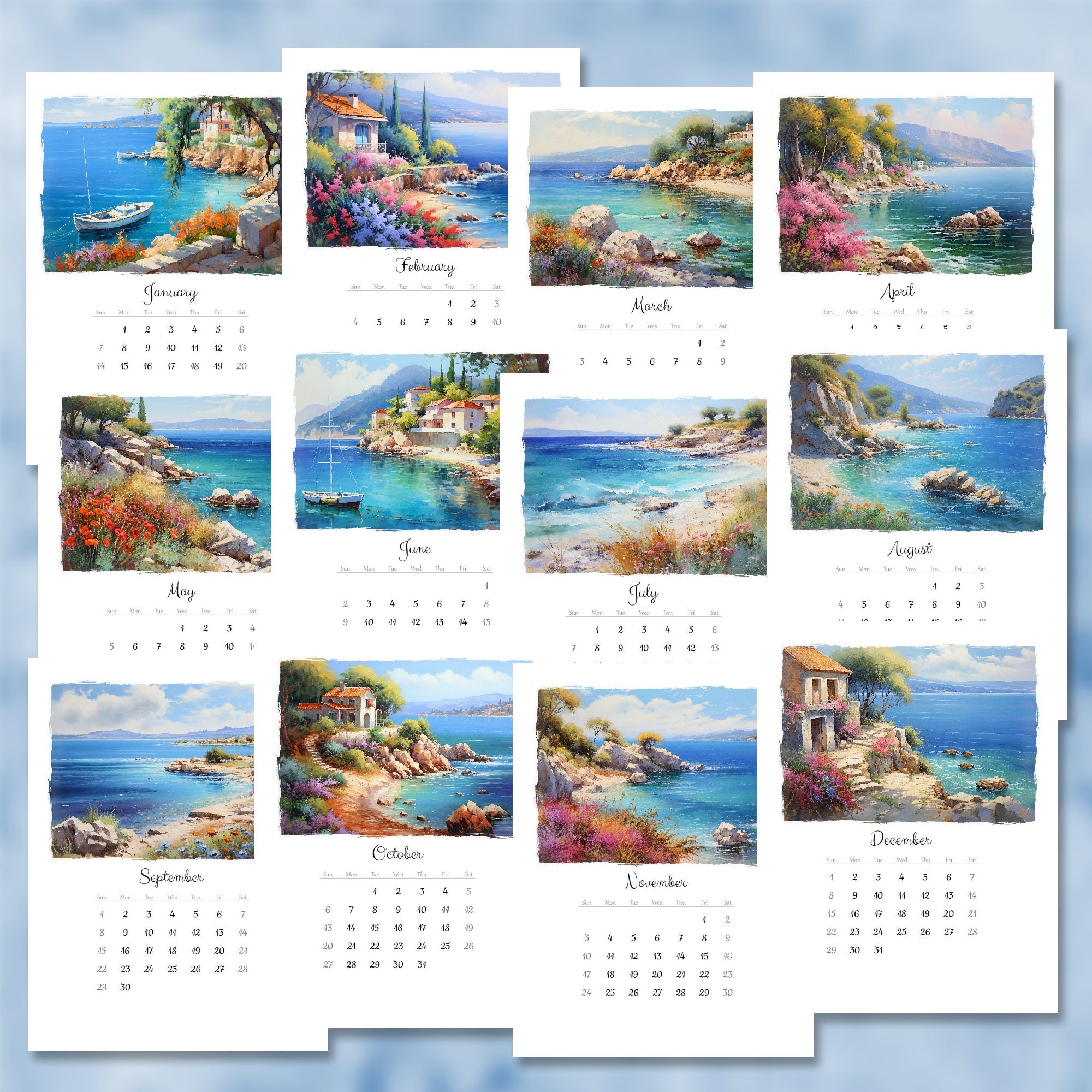Printable Calendar 2025, Holidays in Greece, Artistic Monthly Calendar ...