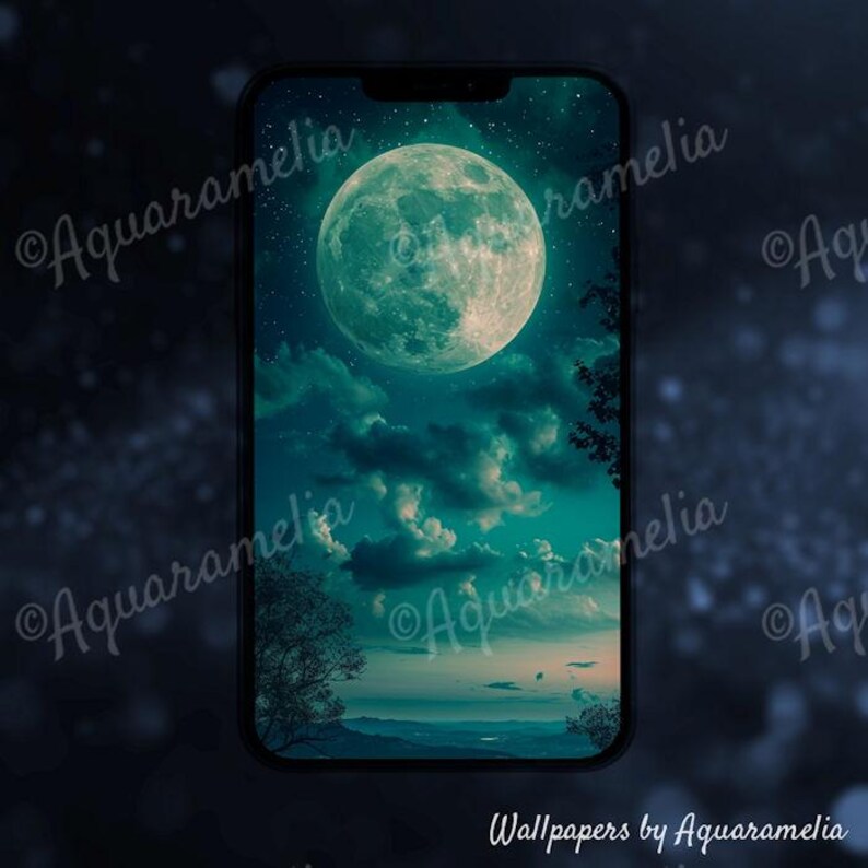 Full Moon Night Phone Background, Dark Lock Screen Wallpaper ...