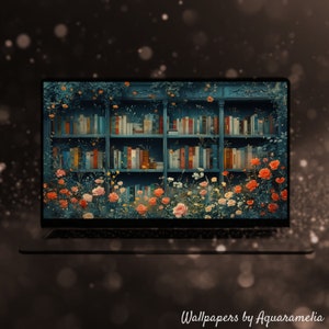 Floral Library Background, Romantic Books, Reading Desktop Background ...