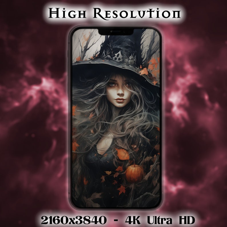 Gothic Witch Phone Wallpapers, Bundle of 9 Scary Dark Halloween Horror ...