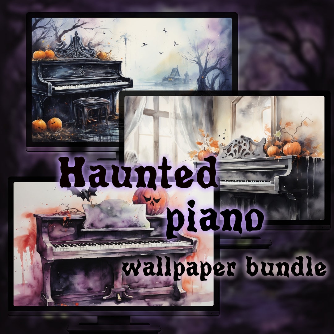 Haunted Piano Desktop Wallpapers, Bundle of 9 Creepy Ghost Skeleton ...
