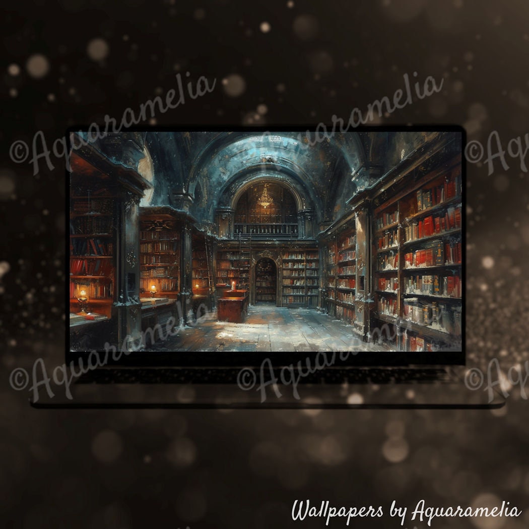 Fantasy Library Background, Book Lovers Readers Desktop Background ...