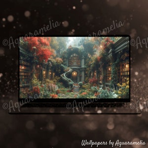 Floral Library Background, Romantic Books, Reading Desktop Background ...