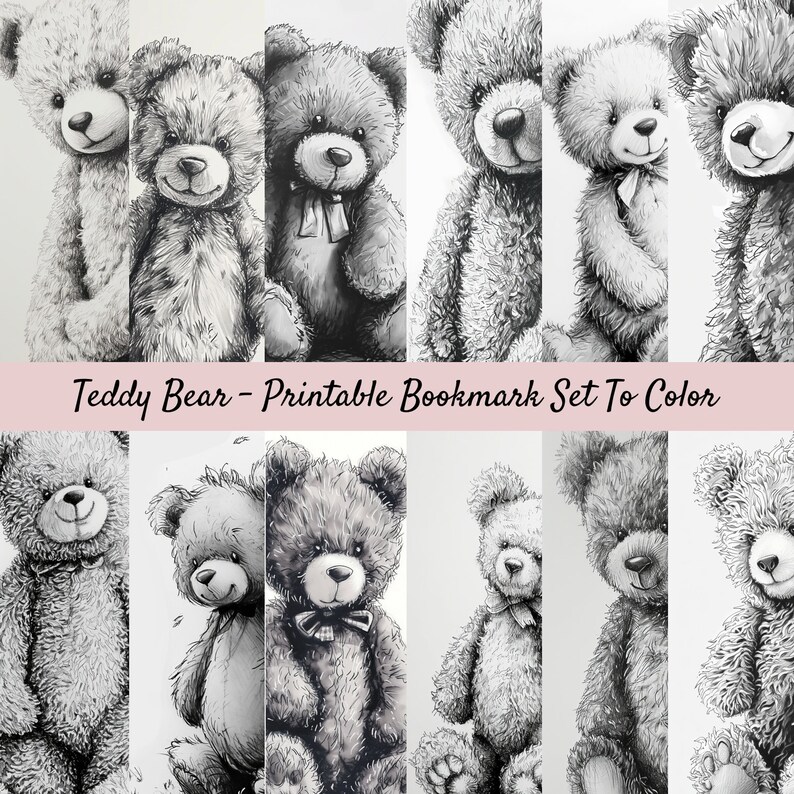 Printable Bookmark Coloring Set, Digital Bookmarks to Color, for Kids ...