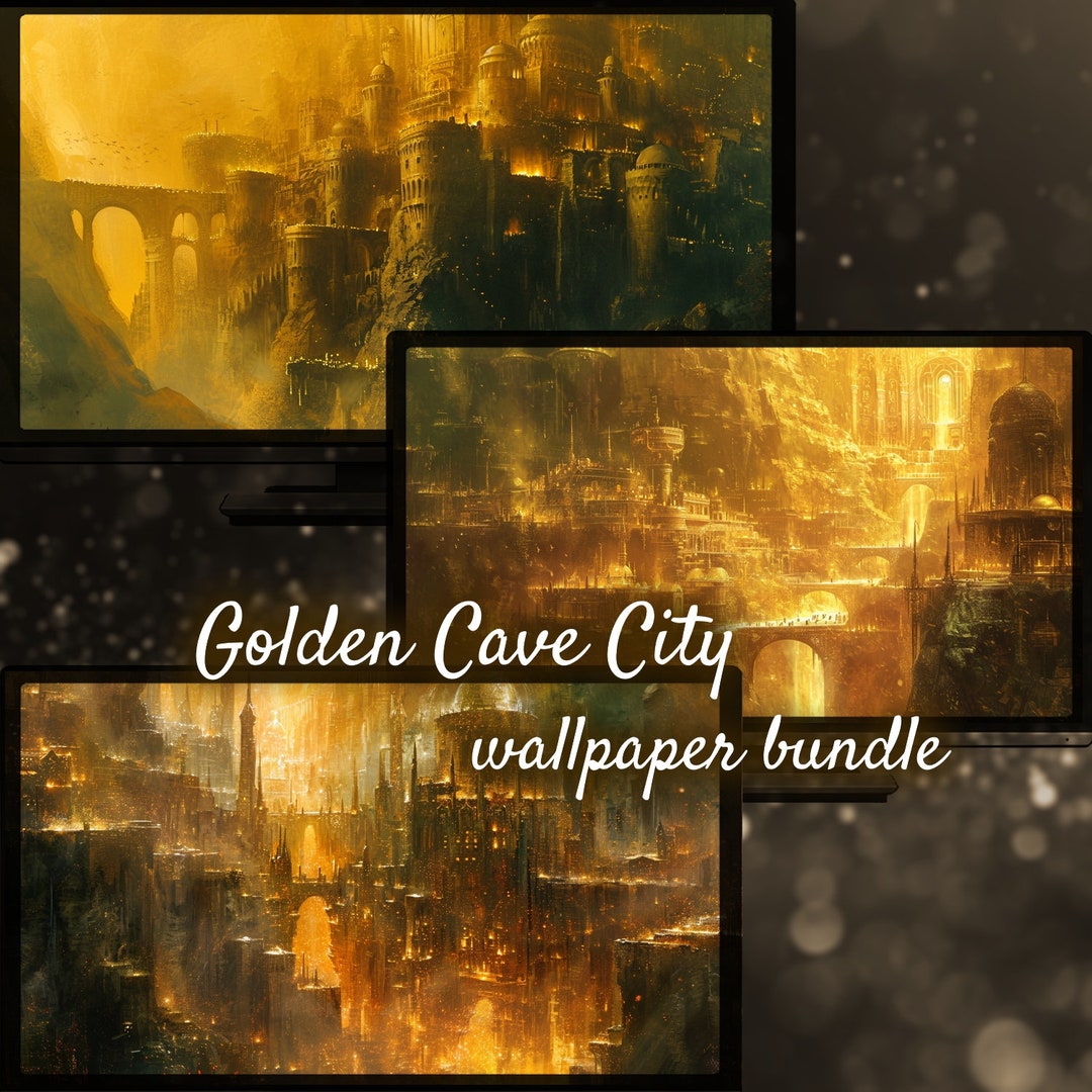 Golden City Background, Magic Fantasy Desktop Wallpaper, Dungeons and ...