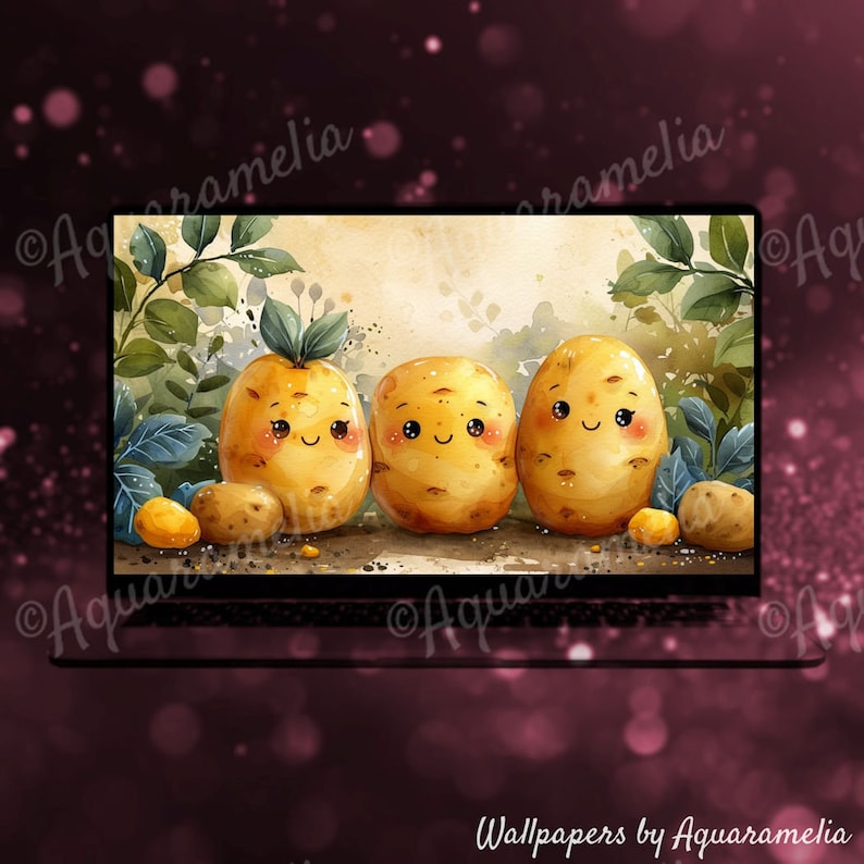 Cute Potato Vegetable Desktop Wallpaper, Kawaii Potato Wallpaper, Food ...