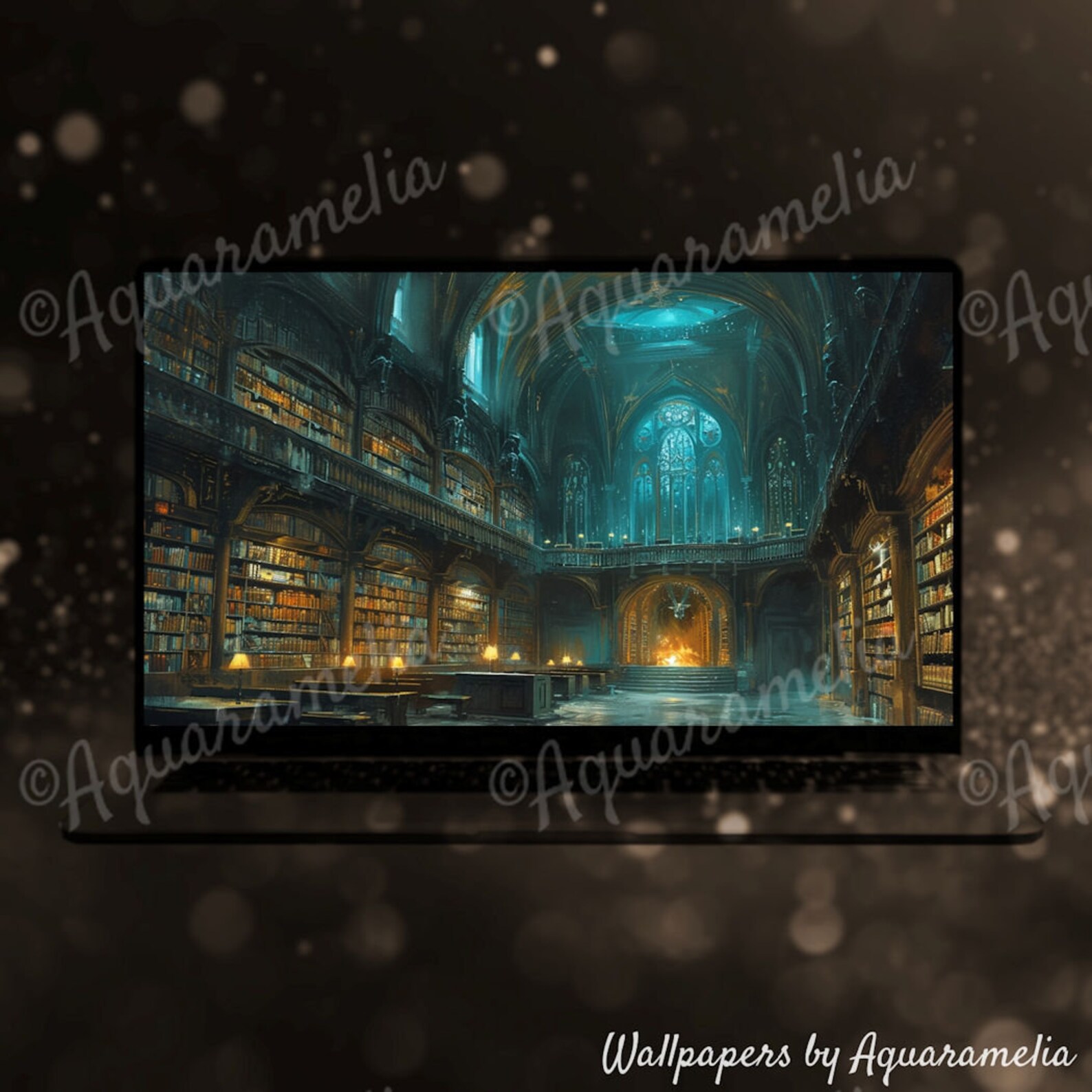 Fantasy Library Background, Book Lovers Readers Desktop Background ...