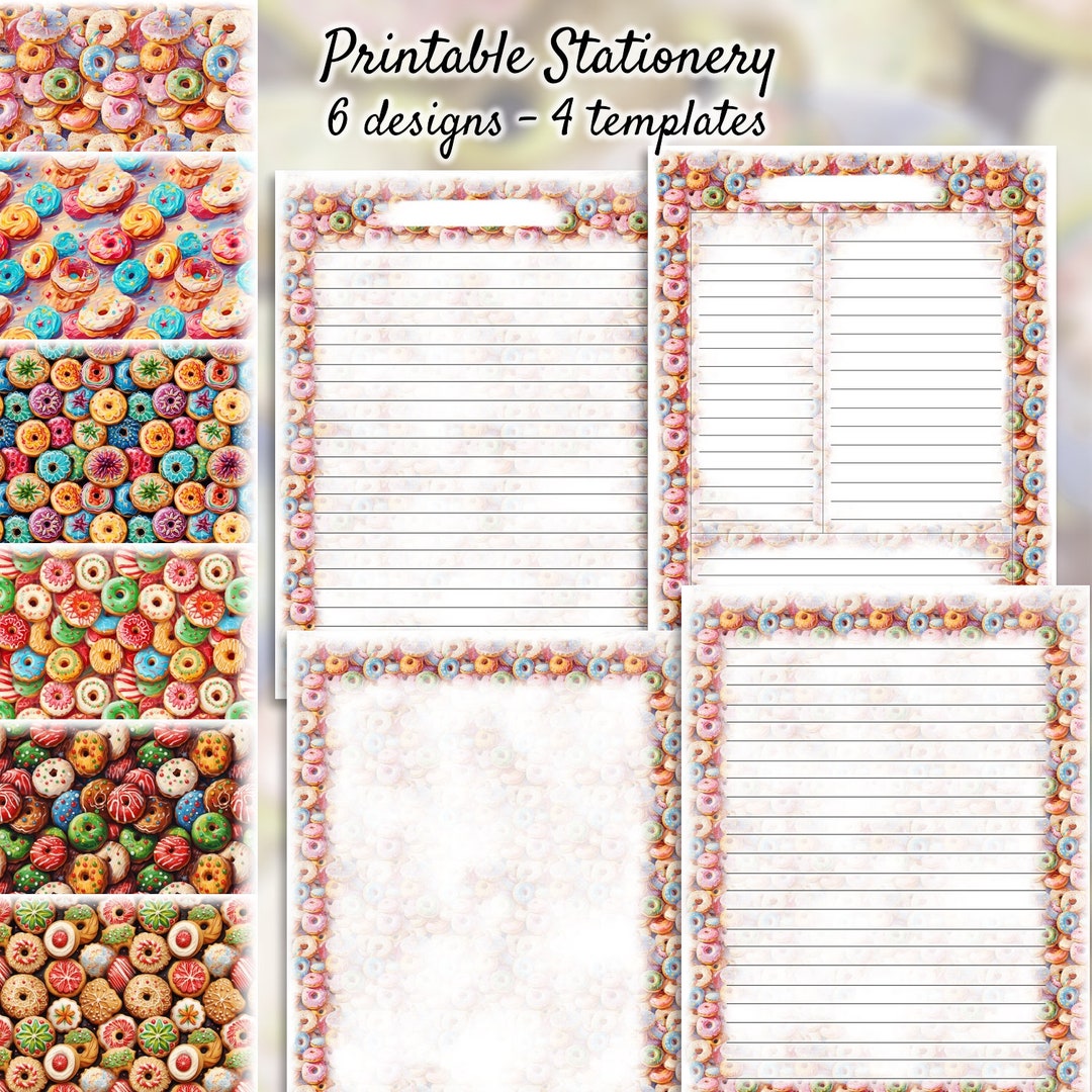 Donuts Christmas Printable Paper Template for Gift Notes, Recipe Cards ...