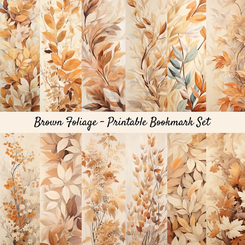 Printable Bookmark Set, Digital Bookmarks, Instant Download, Foliage ...