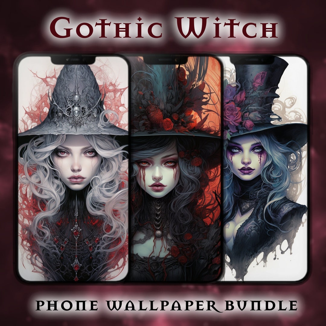 Gothic Witch Phone Wallpapers, Bundle of 9 Scary Dark Halloween Horror ...