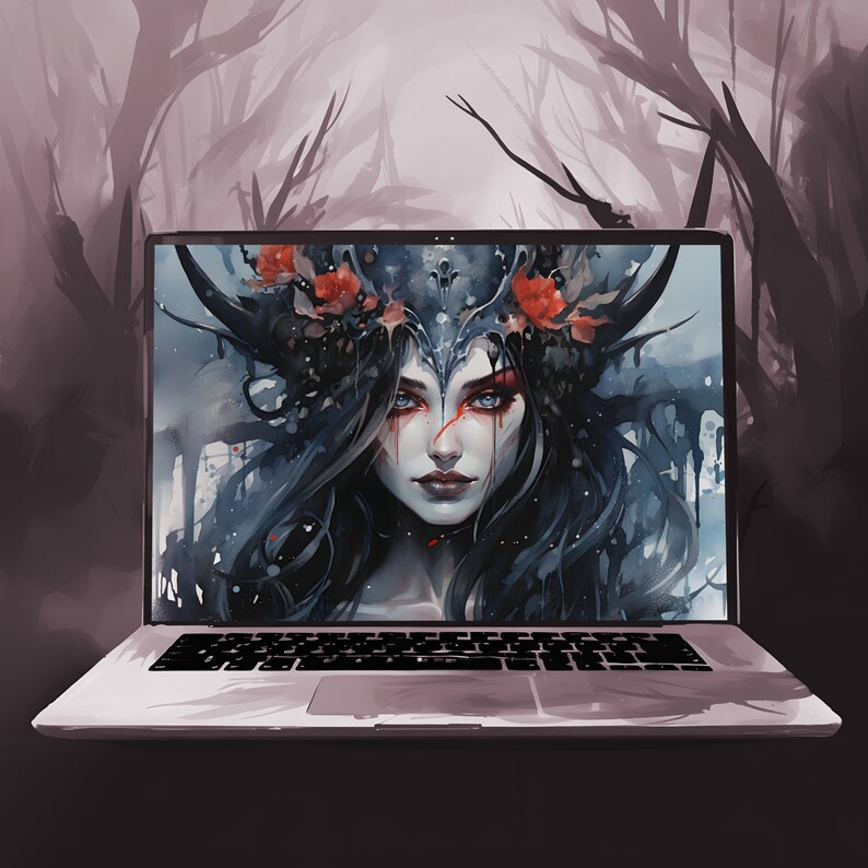 Seductive Witch Desktop Wallpapers, Bundle of 8 Magical Spooky ...