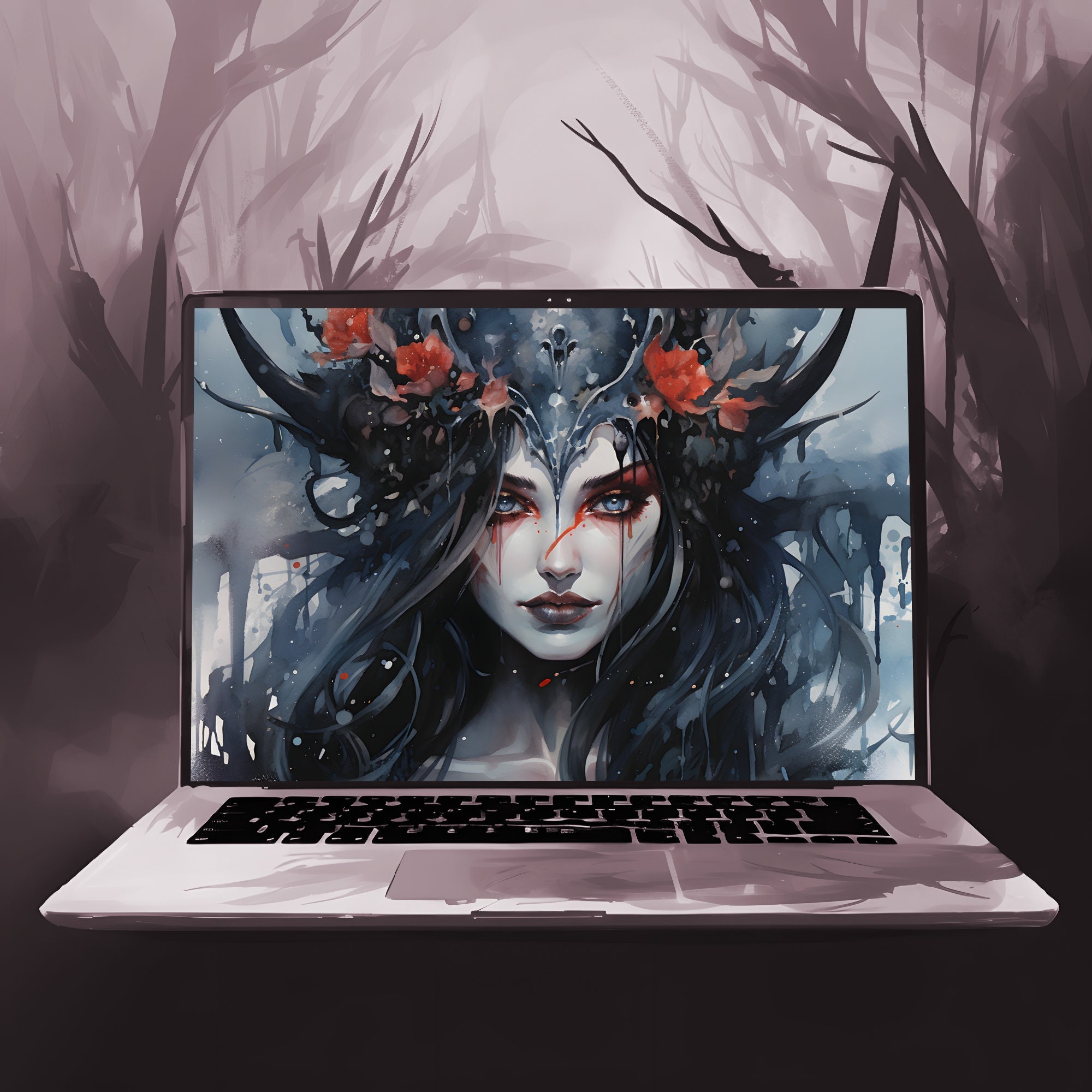 Seductive Witch Desktop Wallpapers, Bundle of 8 Magical Spooky ...