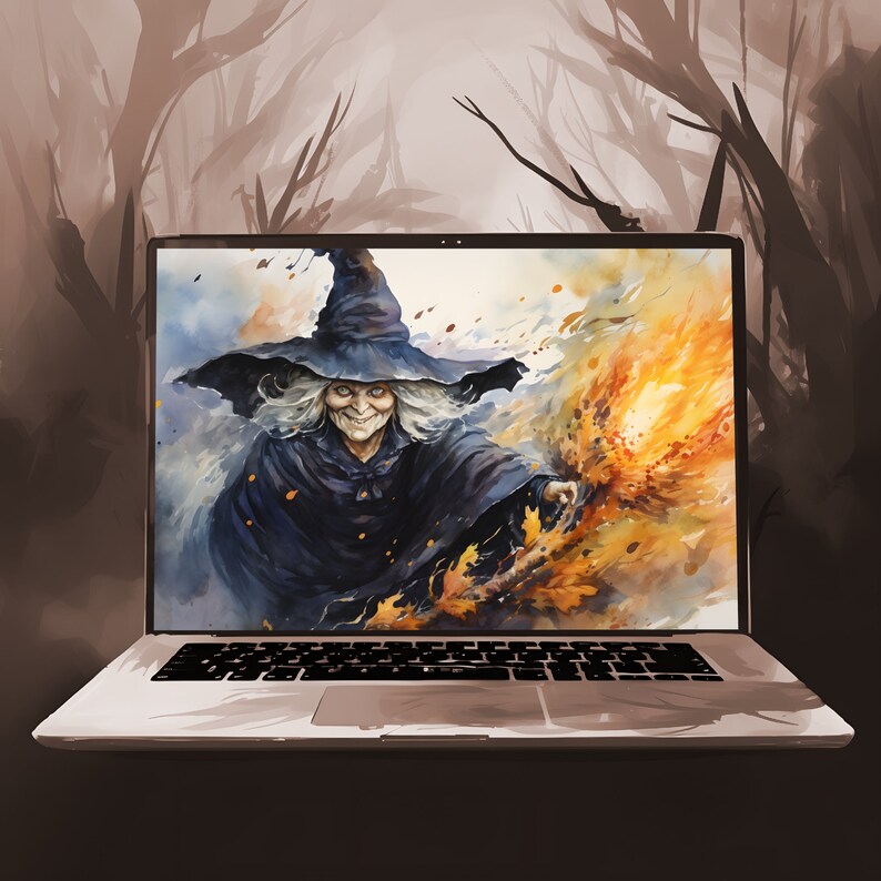Terrifying Witch Desktop Wallpapers, Bundle of 9 Magical Spooky Horror ...