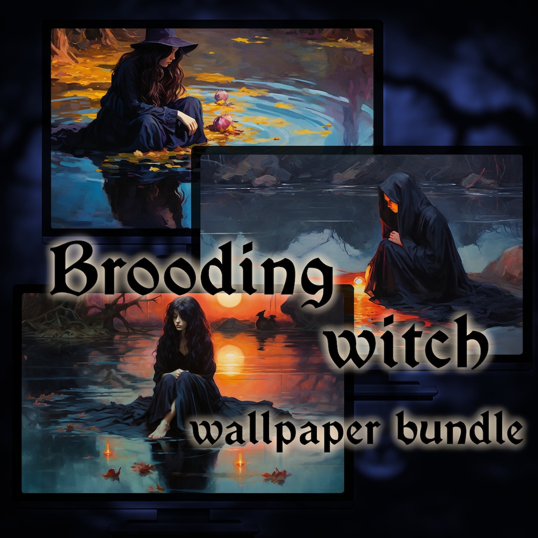 Brooding Witch Desktop Wallpapers, Bundle of 8 Atmospheric Magical ...