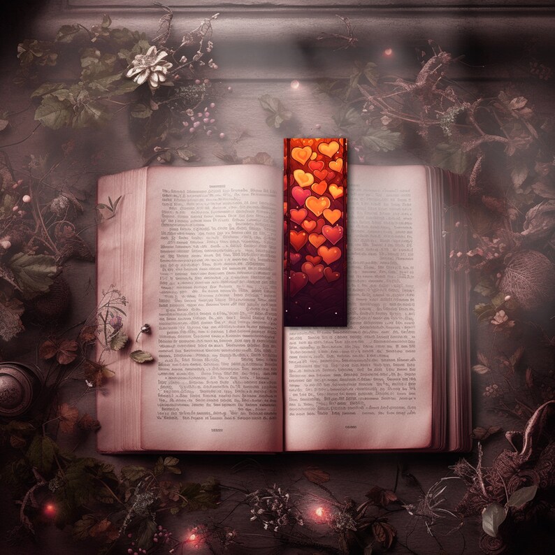 Printable Bookmark Set, Digital Bookmarks, Instant Download, Hearts ...