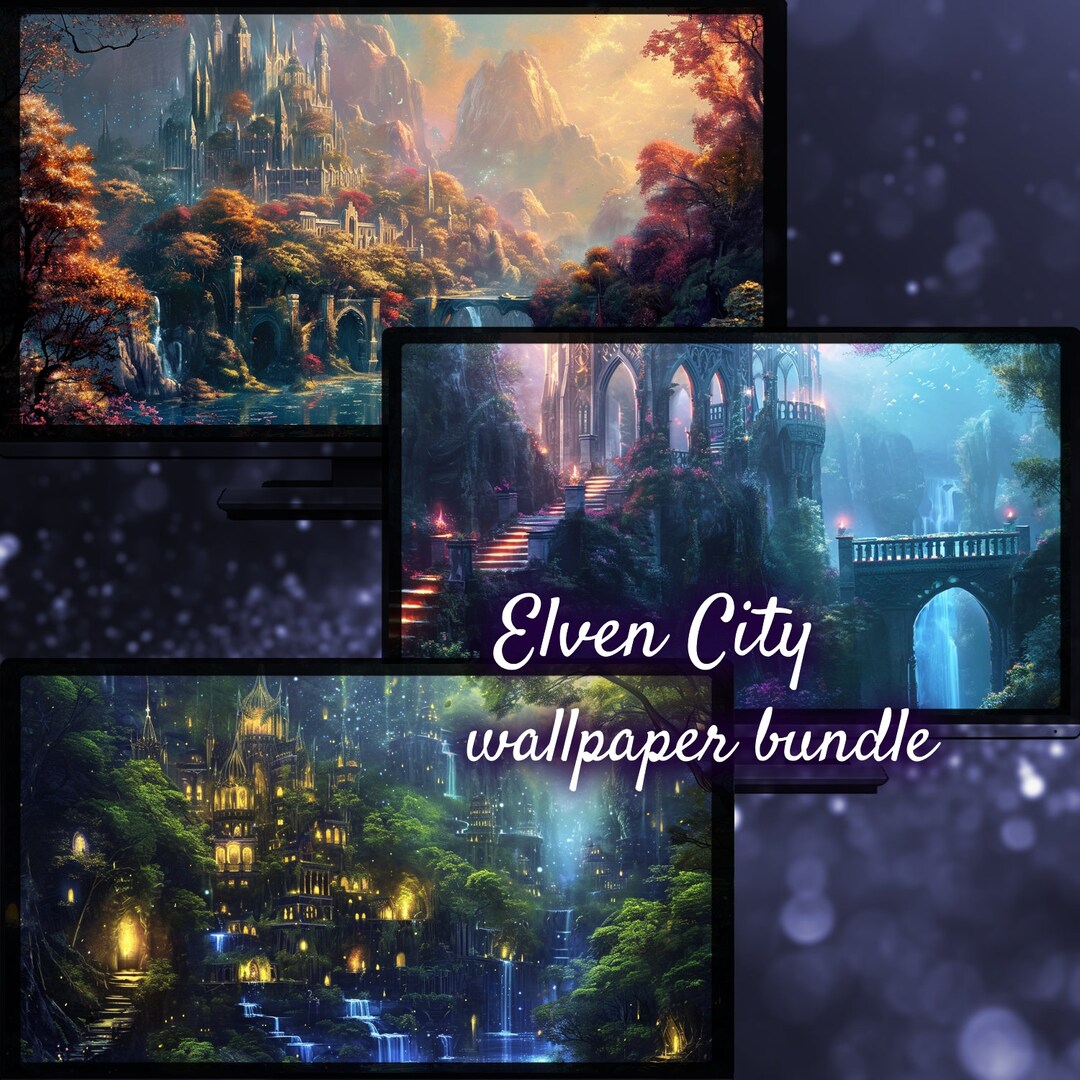 Elven City Background, RPG Magic Fantasy Desktop Background, Dungeons ...