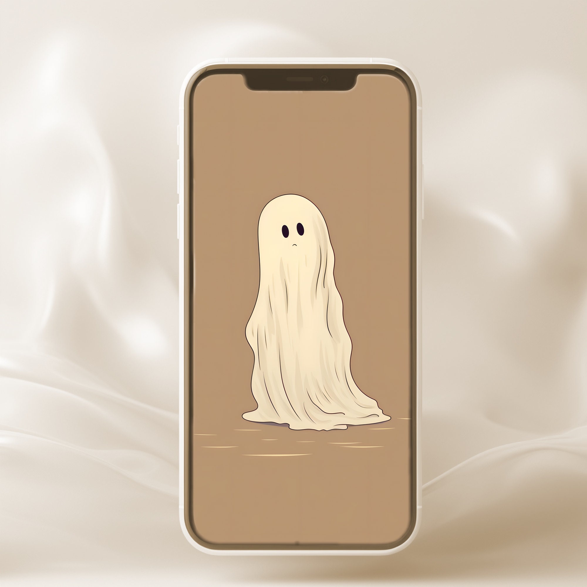 Aesthetic Ghost Phone Wallpapers, Bundle of 6 Minimalist Cute Halloween ...