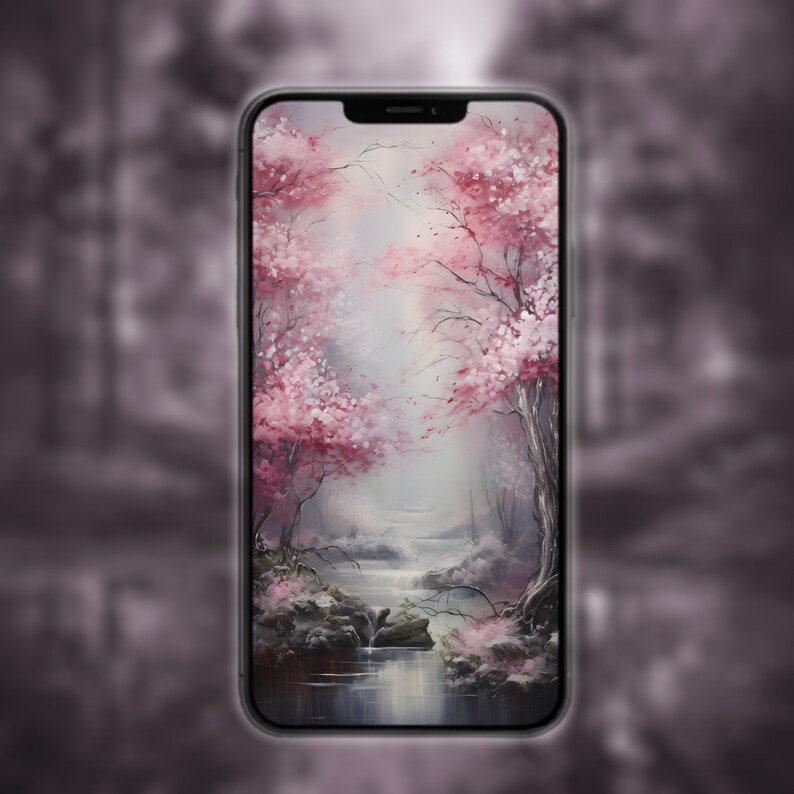 Sakura Enchanted Forest Phone Wallpapers, Bundle of 8 Fantasy Cherry ...