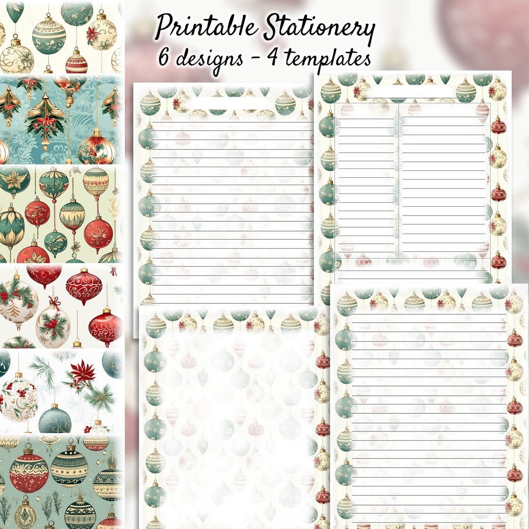 Winter Christmas Printable Paper Template for Gift Notes, Recipe Cards ...