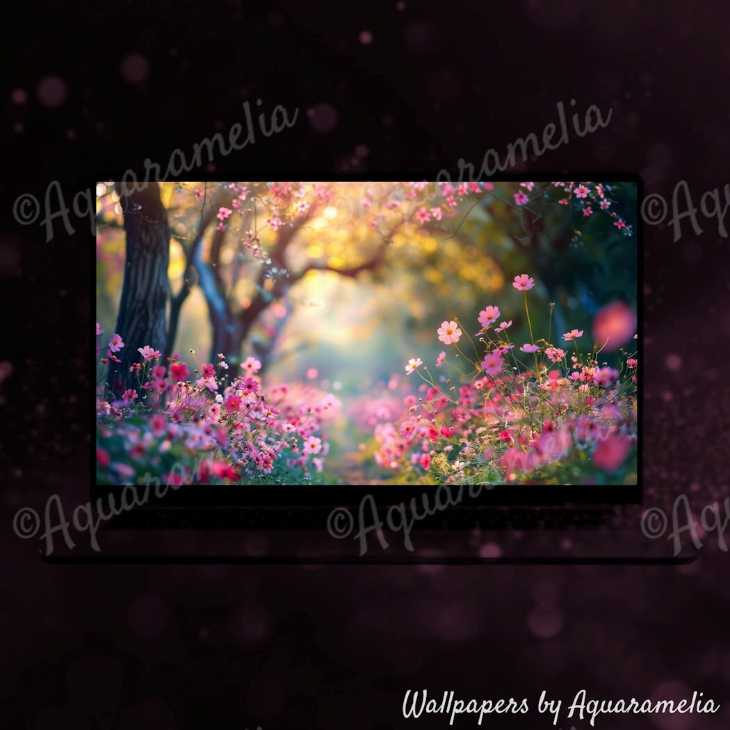 Spring Forest Desktop Background, Enchanted Nature Green Flower ...