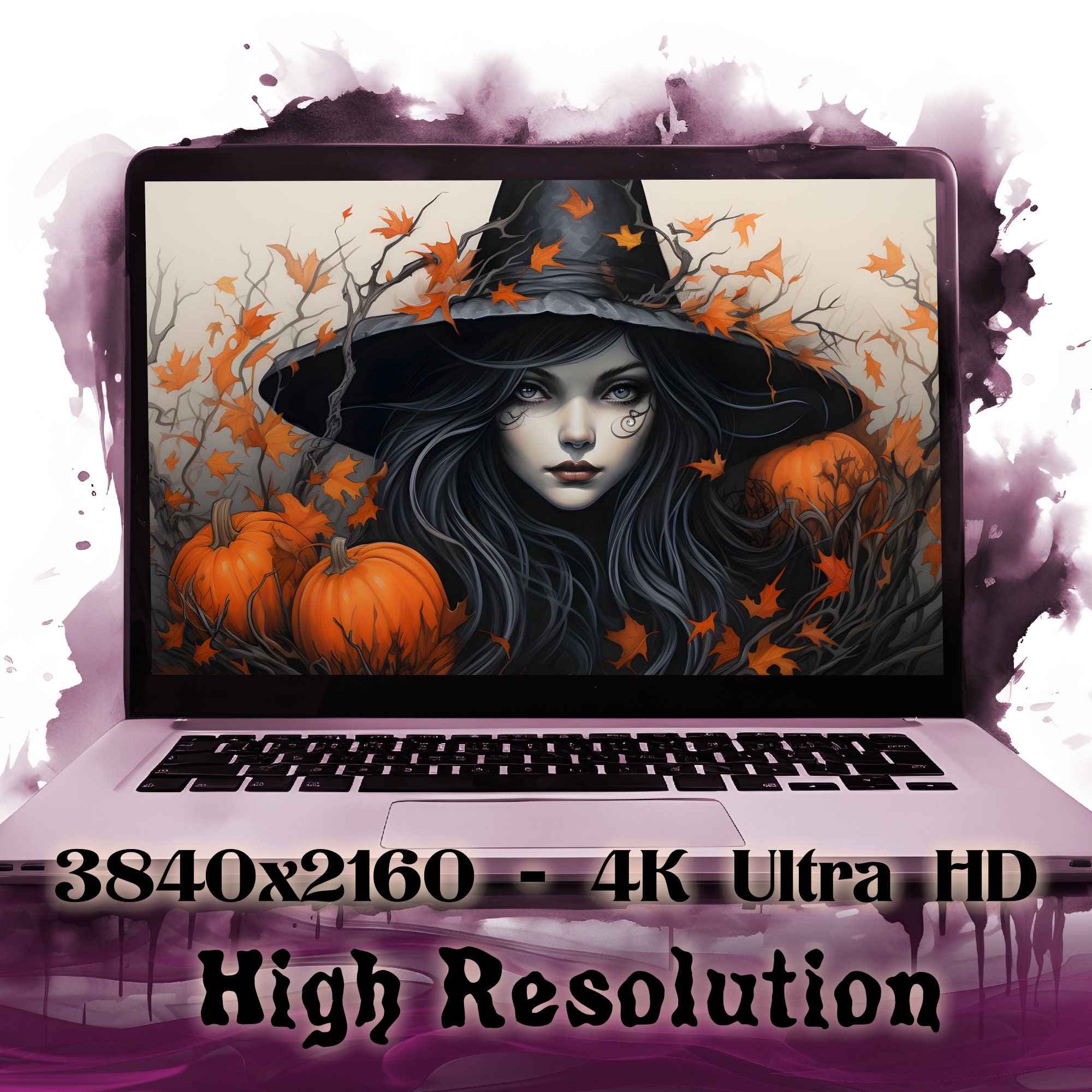 Halloween Witch Desktop Wallpapers, Bundle of 9 Magical Halloween Witch ...
