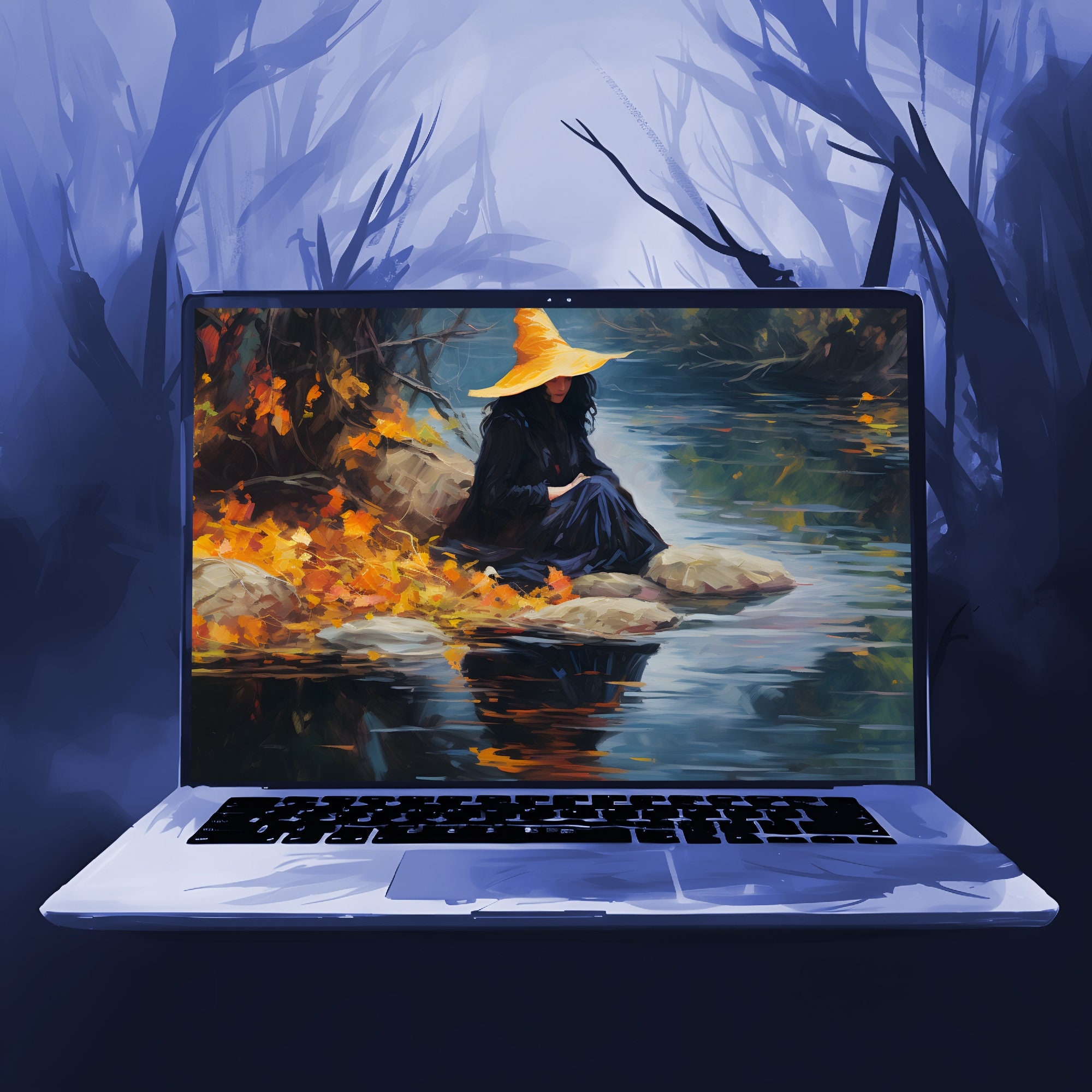 Brooding Witch Desktop Wallpapers, Bundle of 8 Atmospheric Magical ...