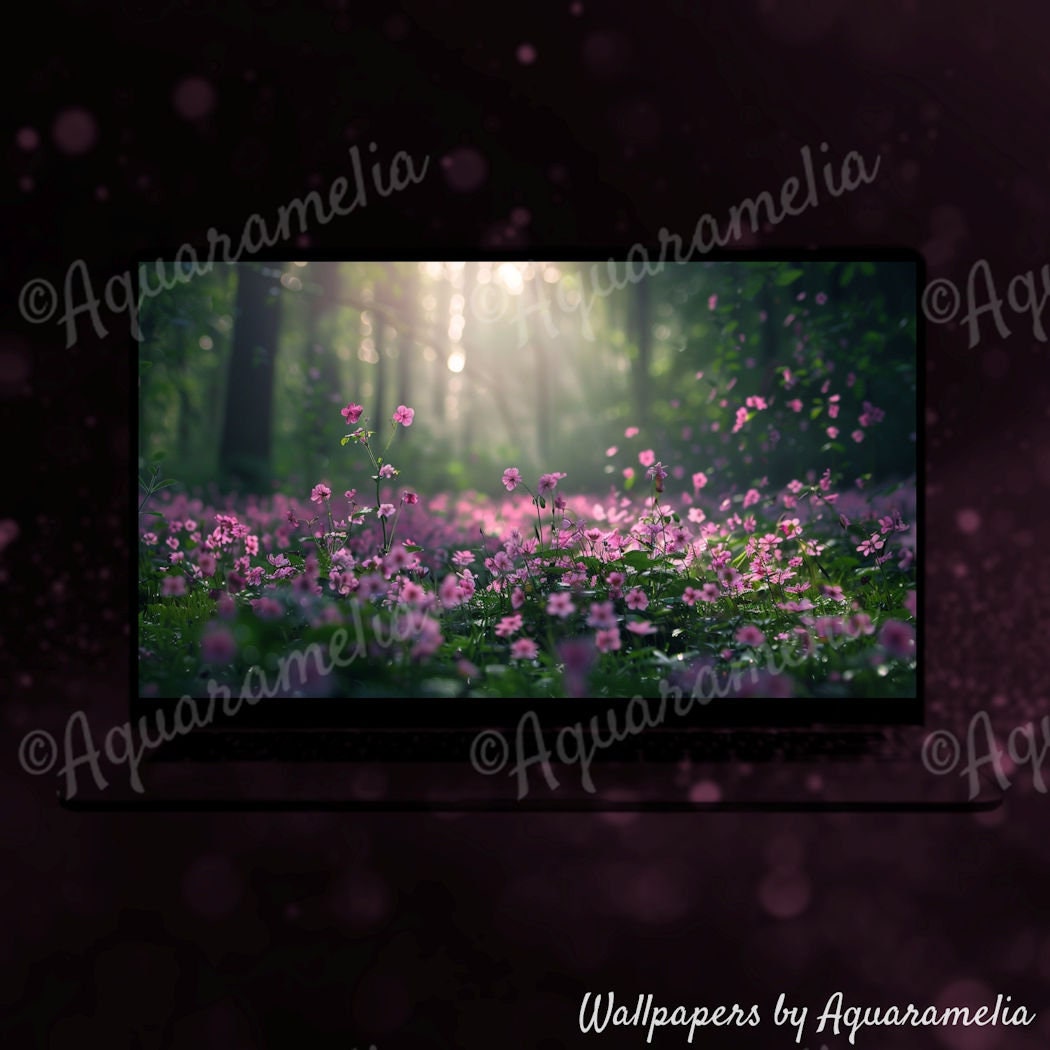 Spring Forest Desktop Background, Enchanted Nature Green Flower ...