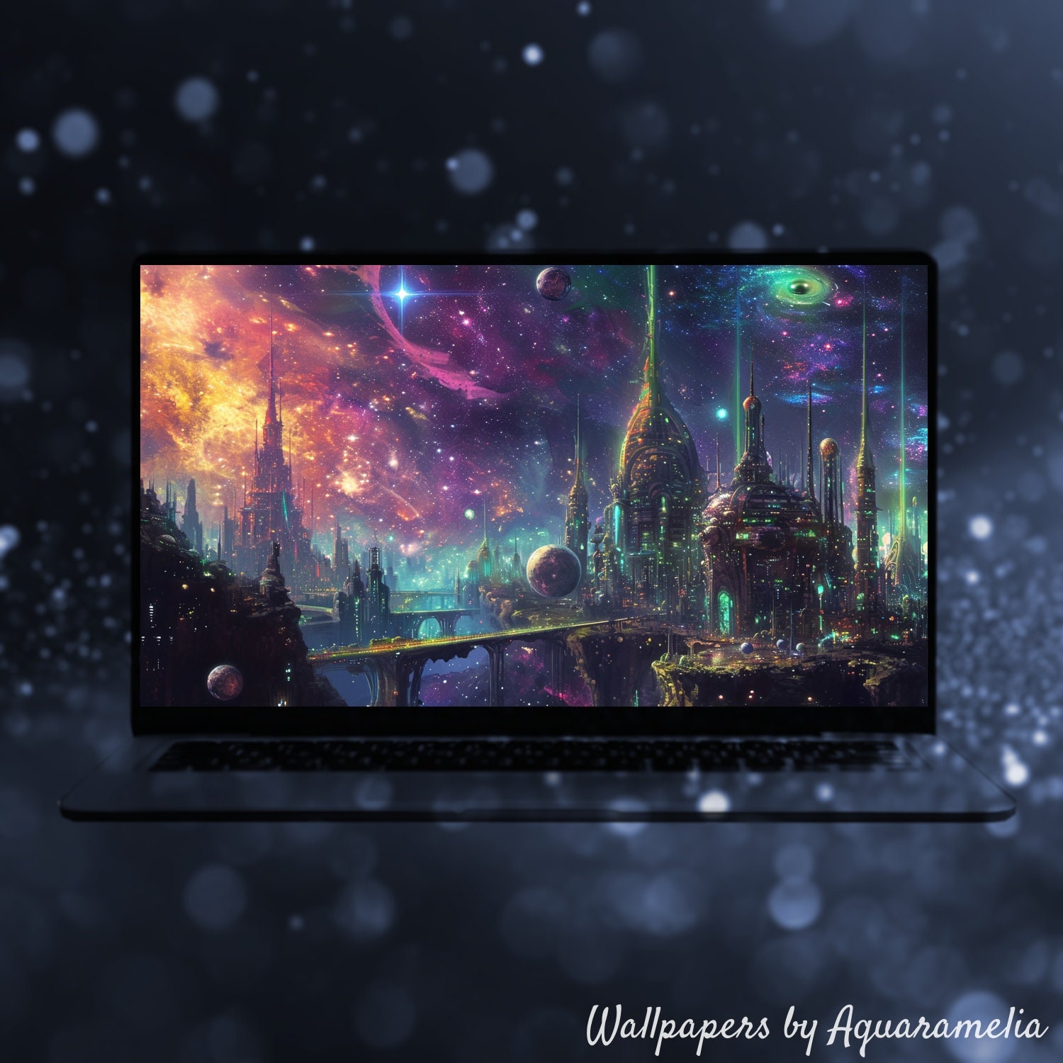 Space City Scifi Computer Background, Futuristic Alien Desktop ...