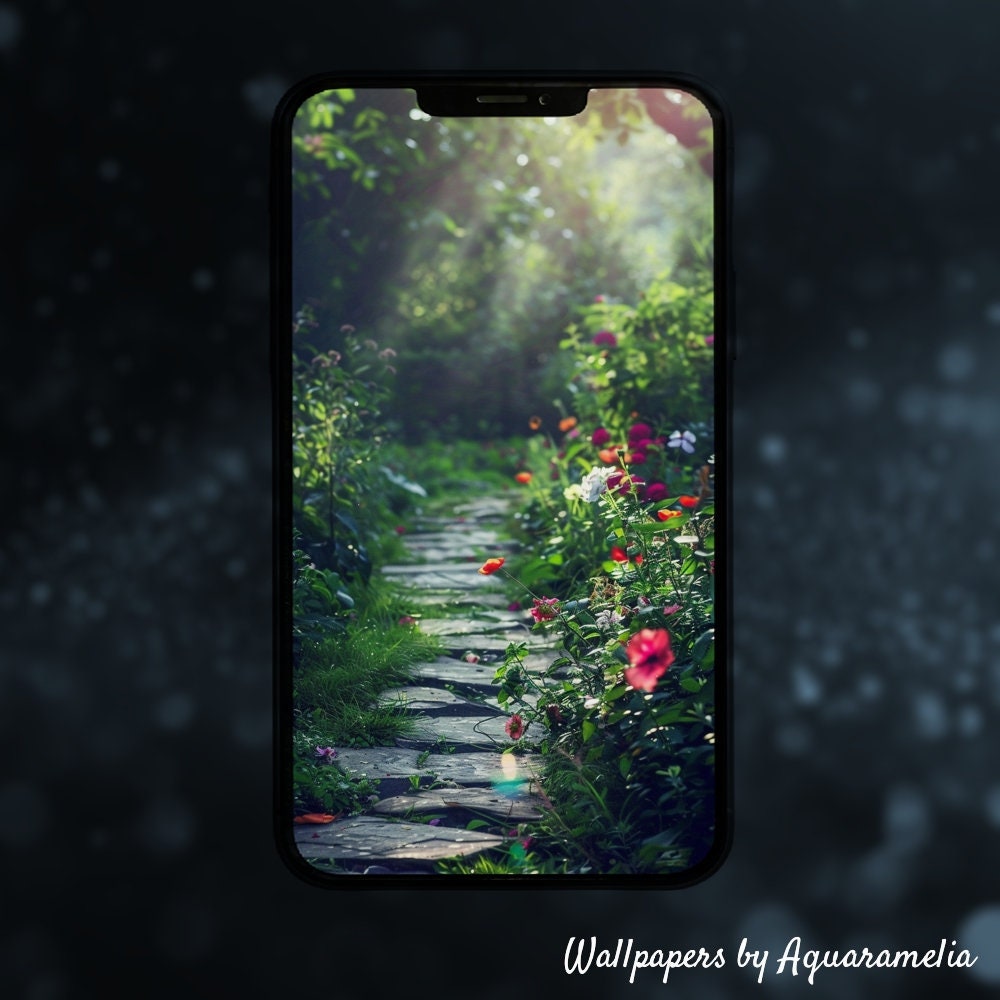 Magical Garden Spring Aesthetic Smartphone Background, Fantasy Nature Phone Wallpaper, Forest ...