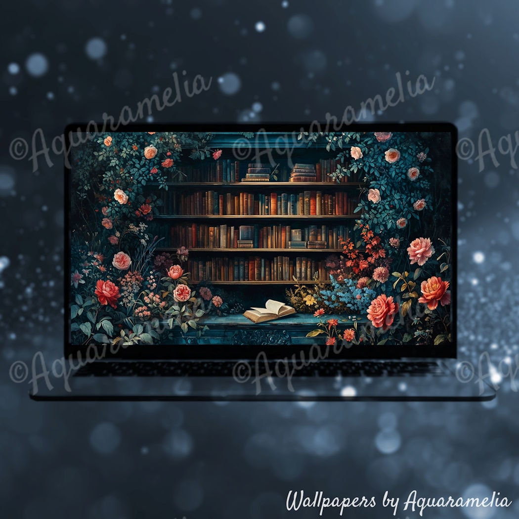 Botanical Library Background, Romantic Books, Reading Desktop ...
