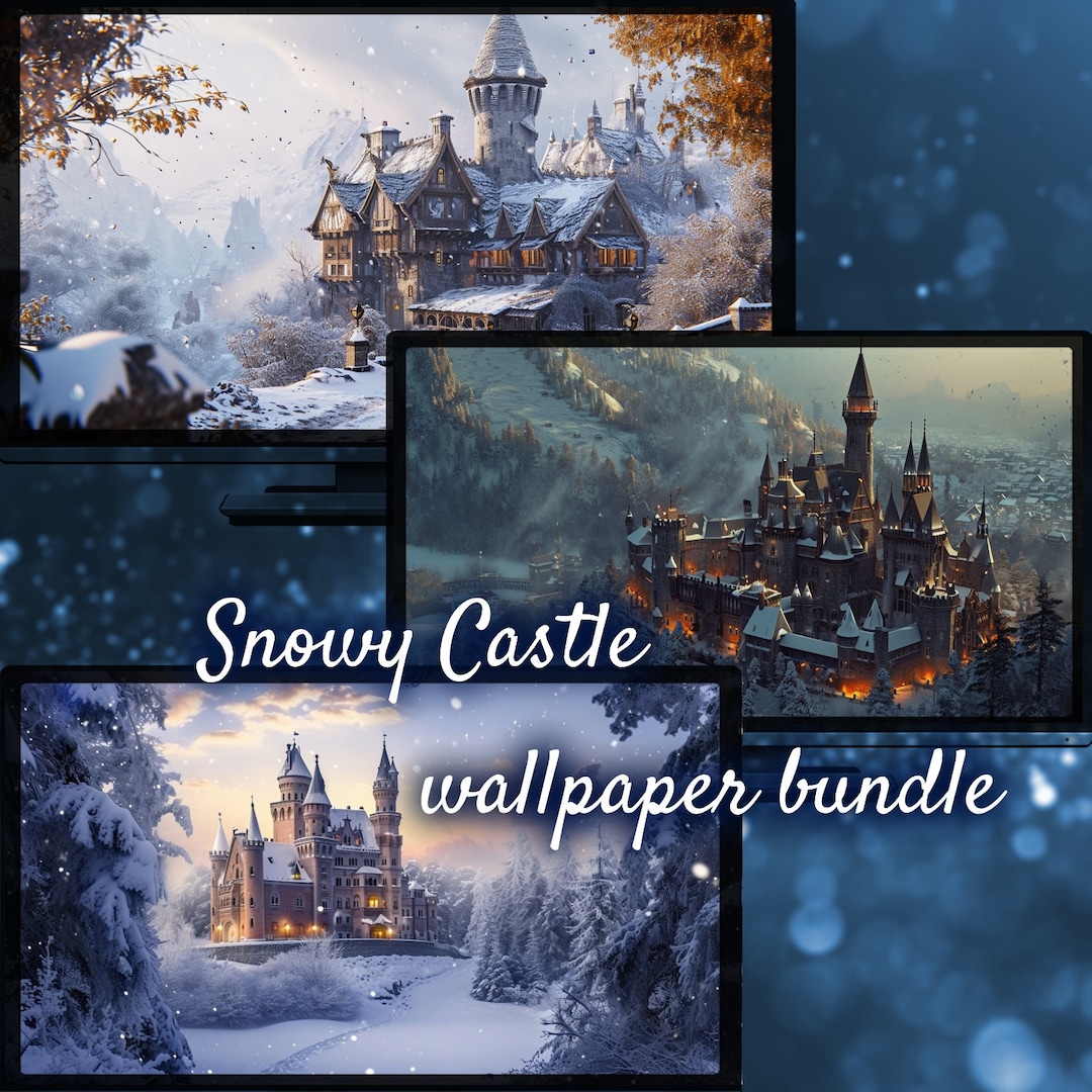 Medieval Fantasy Winter Background, Beautiful Snowy Castle Landscape ...