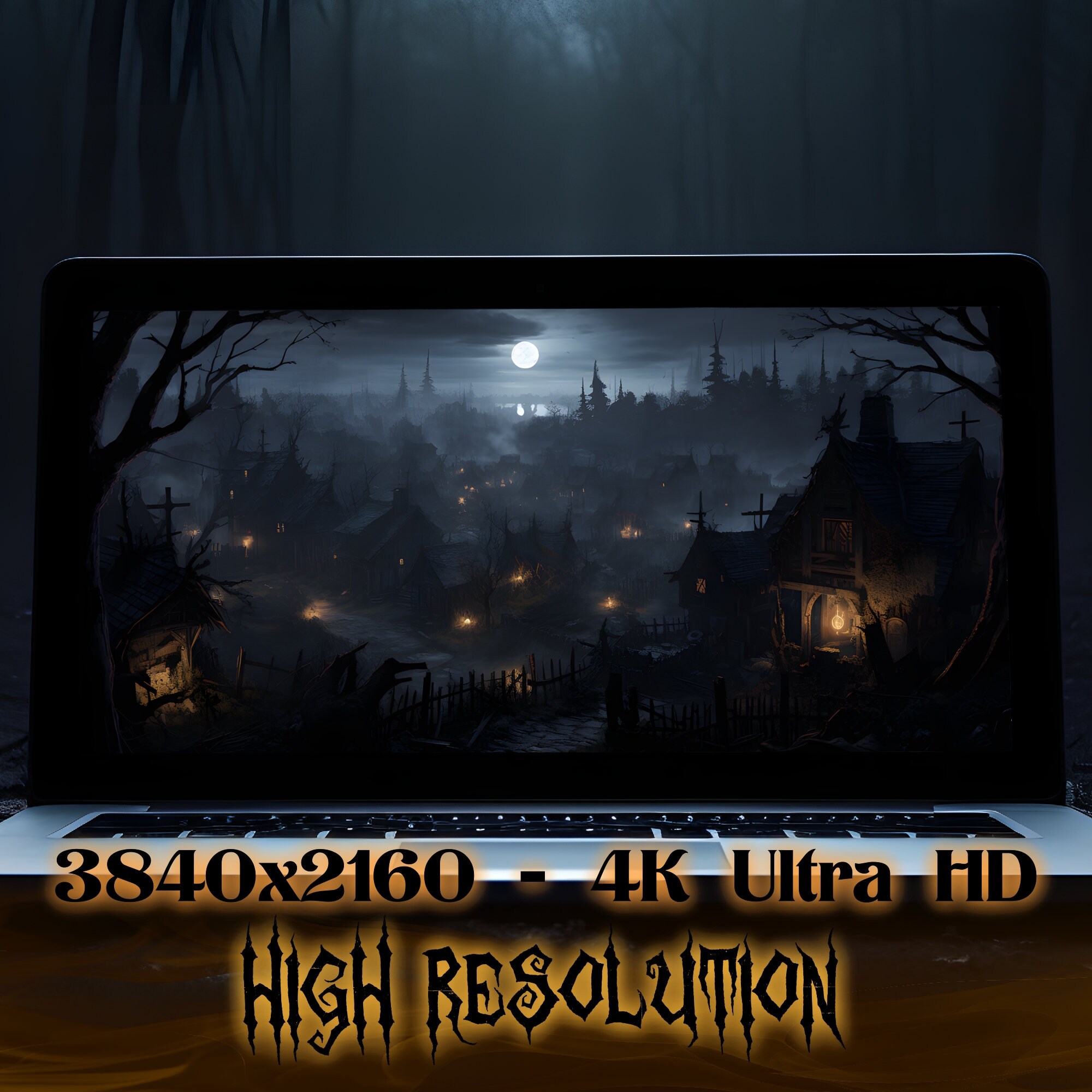 Dark Halloween Desktop Wallpapers, Bundle of 6 Spooky Scary Dark ...