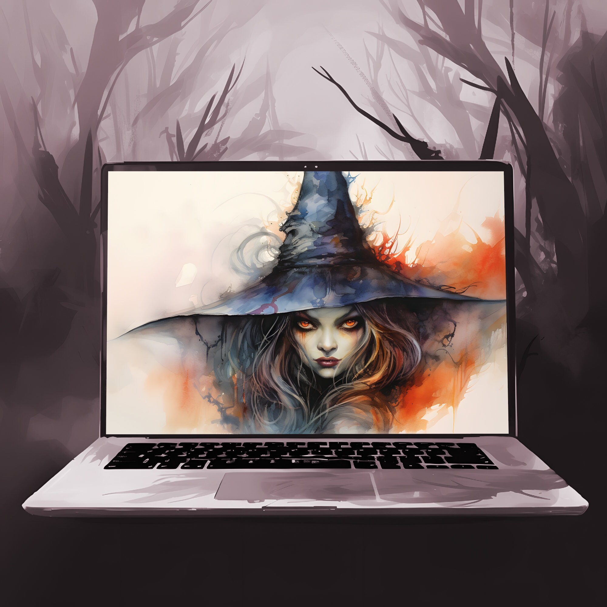 Seductive Witch Desktop Wallpapers, Bundle of 8 Magical Spooky ...